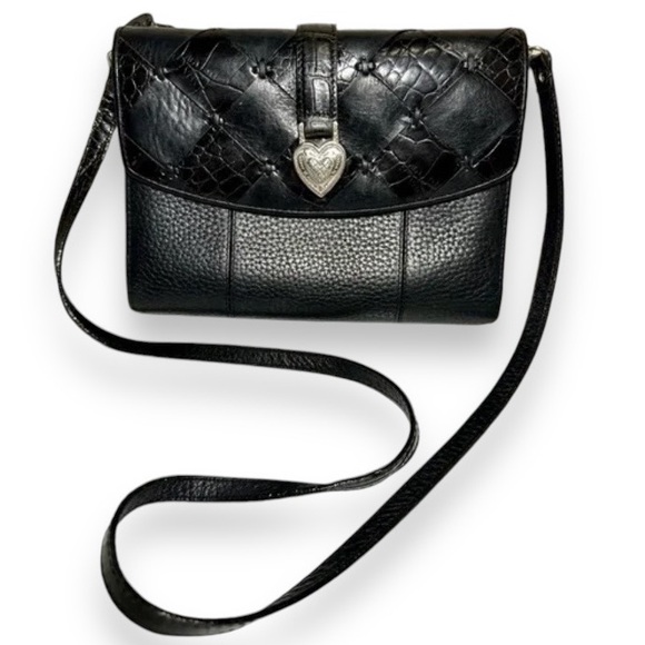 Brighton | Bags | Brighton Small Crossbody Black Pebbled Leather Silver ...